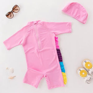 Swim | Unicorn Rashguard Girls Pink Swimsuit Swim Cap Set | Poshmark